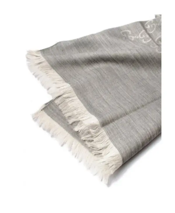 Gucci Double-sided Fringed Scarf - Gray