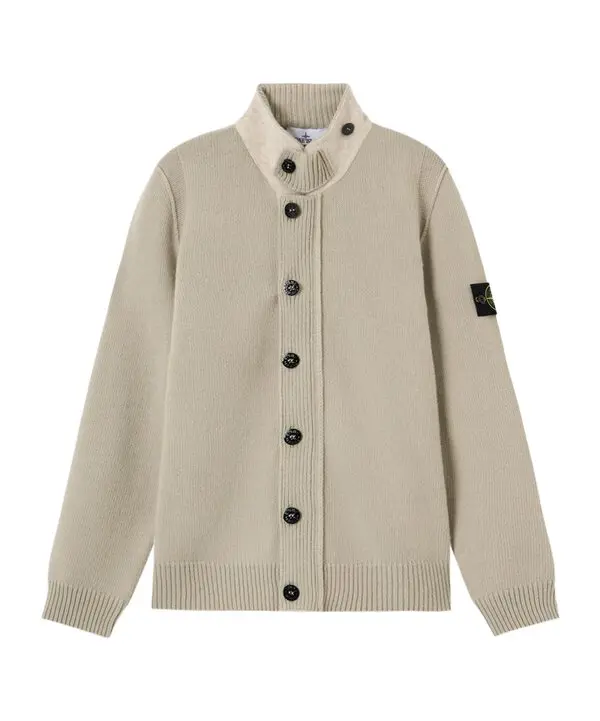 Stone Island Logo Patch Buttoned Cardigan - Sand
