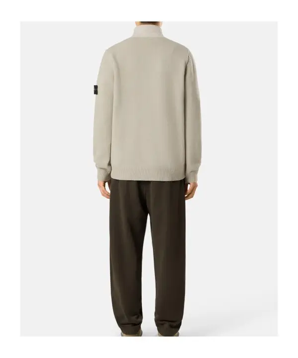 Stone Island Logo Patch Buttoned Cardigan - Sand