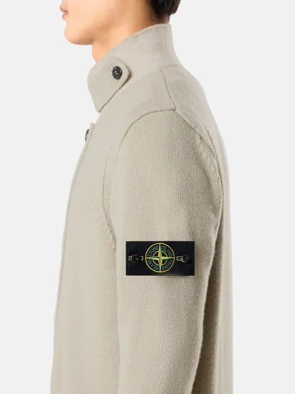 Stone Island Logo Patch Buttoned Cardigan - Sand