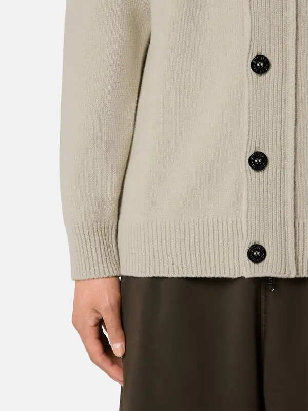 Stone Island Logo Patch Buttoned Cardigan - Sand