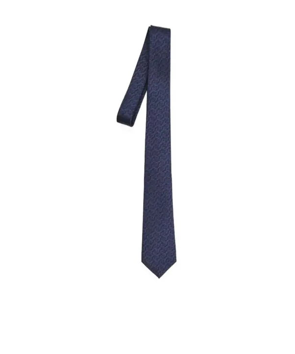 Gucci Horsebit Silk Jacquard Neck Tie - Navy