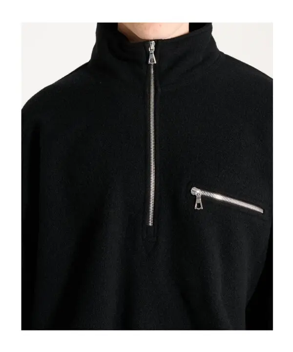 RIER Half-zip Wool Sweatshirt - Black