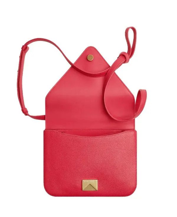 Bottega Veneta Small Grain Leather Envelope Clutch Bag With Chain Strap - Red