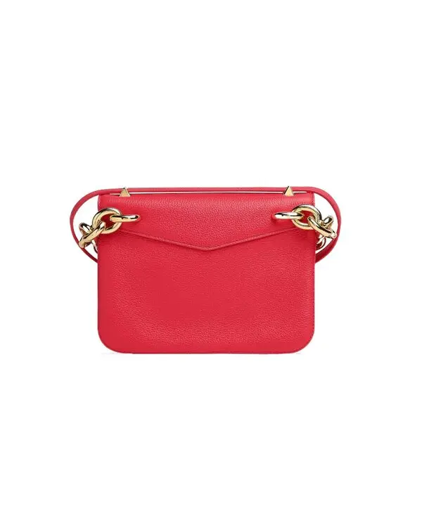 Bottega Veneta Small Grain Leather Envelope Clutch Bag With Chain Strap - Red