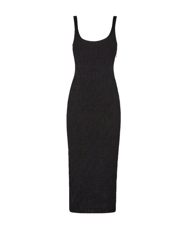 Fendi Ff Embossed Sleeveless Midi Dress