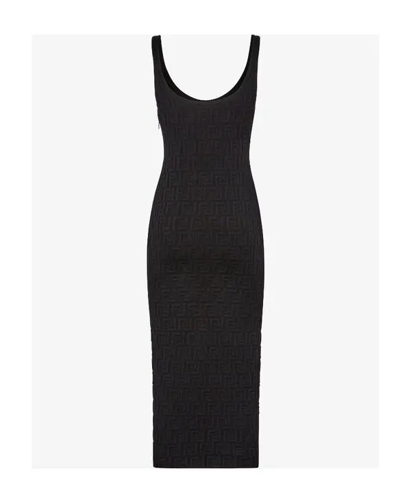 Fendi Ff Embossed Sleeveless Midi Dress