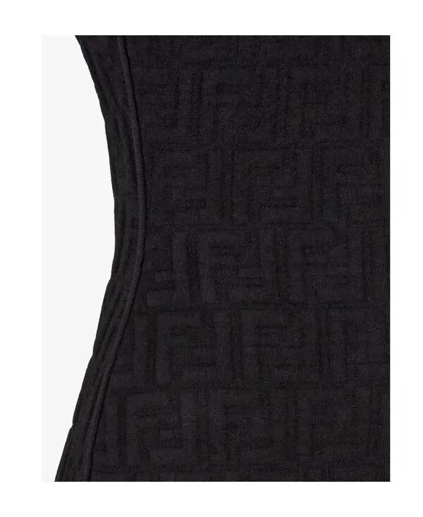 Fendi Ff Embossed Sleeveless Midi Dress