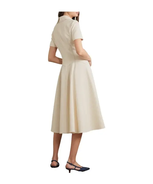 EMILIA WICKSTEAD Paneled Topstitched Denim Midi Dress