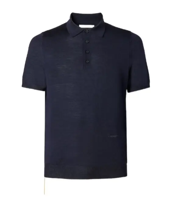 Fendi Navy Wool Polo Shirt