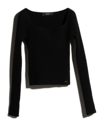 Gucci Ribbed Wool Cashmere Boat Neck Top