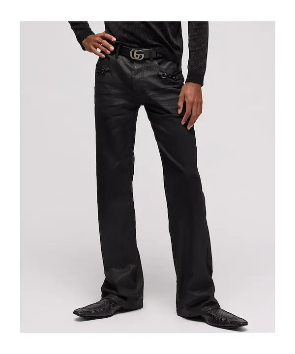 Gucci Flared Coated Cotton Twill Denim Pants