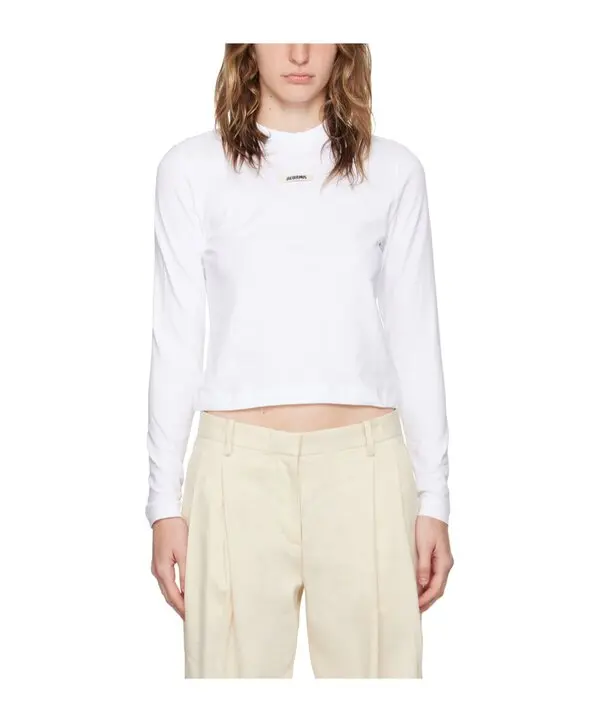 Jacquemus Long-sleeve Logo Patch Top - White