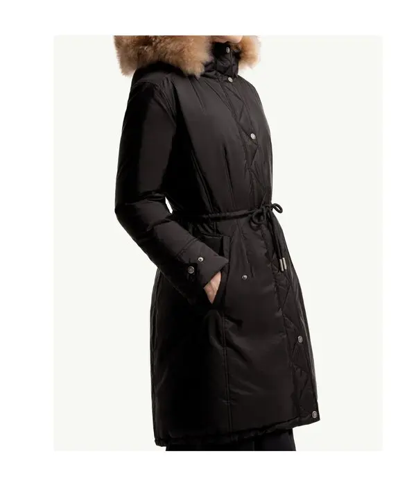 Moncler Moustique Hooded Down Parka With Shearling Trim