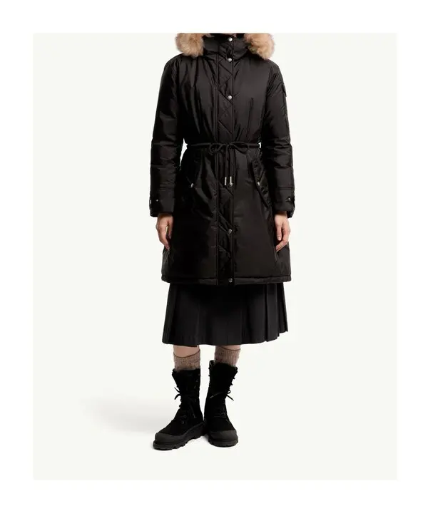 Moncler Moustique Hooded Down Parka With Shearling Trim