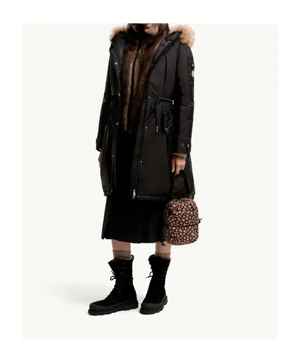 Moncler Moustique Hooded Down Parka With Shearling Trim