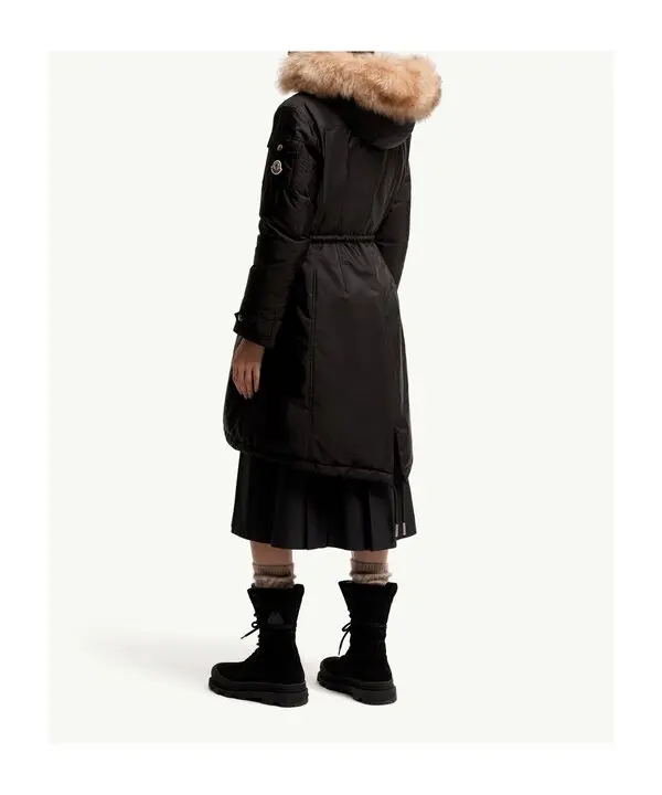 Moncler Moustique Hooded Down Parka With Shearling Trim