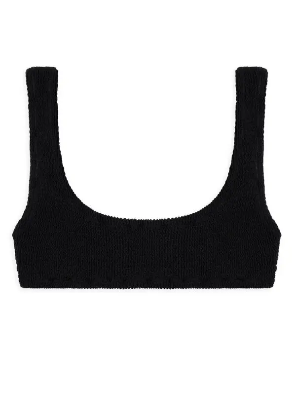 REINA OLGA Ginny Crinkled-finish Bikini Top - Black