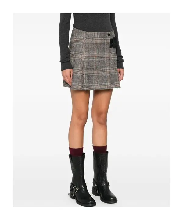 Pinko Checked Wrapped Mini Skirt
