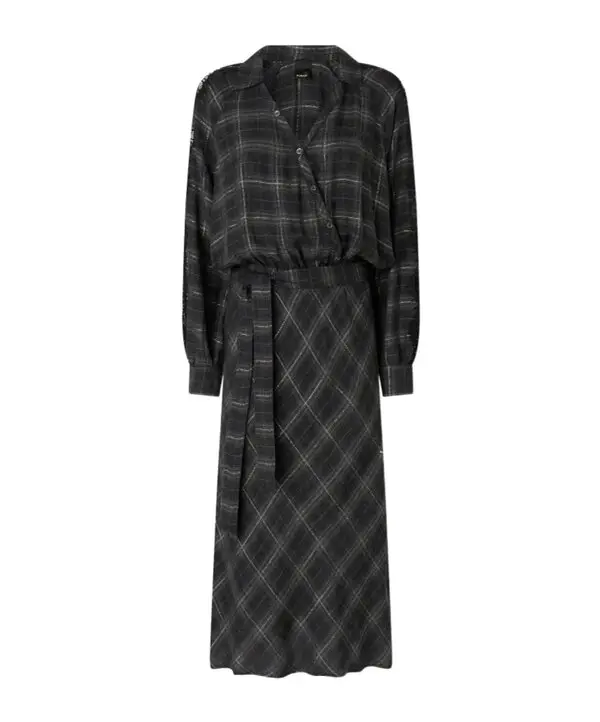 Pinko Lace Detailed Midi Check Dress