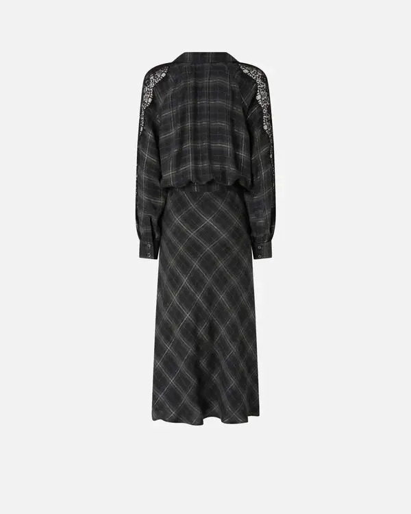 Pinko Lace Detailed Midi Check Dress
