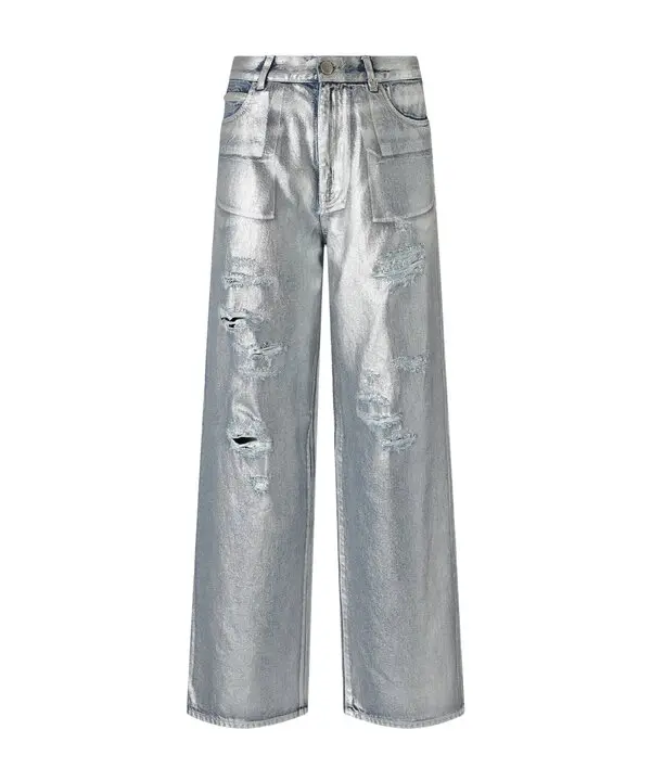 Pinko Loose-fit Laminated Denim Jeans