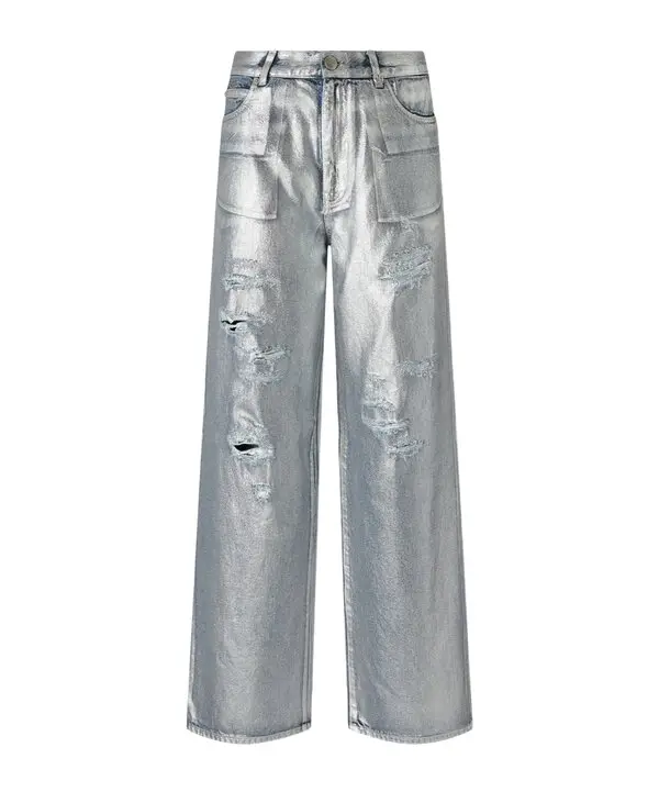 Pinko Loose-fit Laminated Denim Jeans