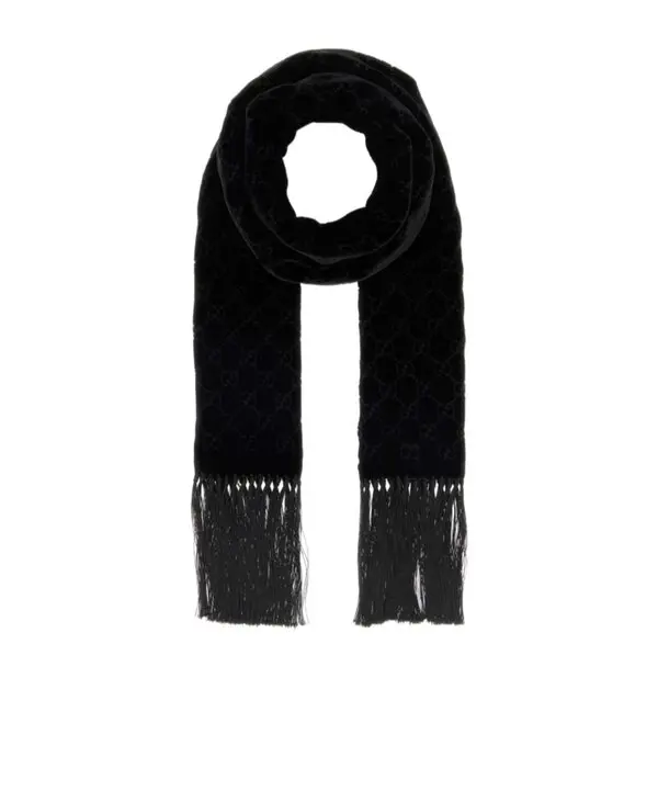 Gucci Gg Velvet Devoré Stole - Black