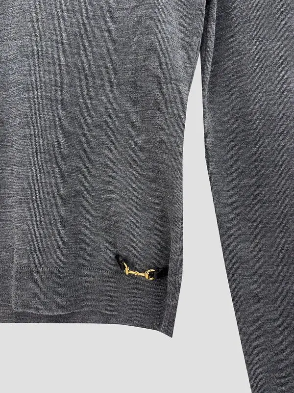 Gucci Fine Rib Knit Wool Top With Horsebit Detail