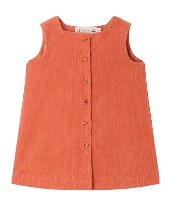Bonpoint Organic Cotton Velvet A-line Dress - Apricot