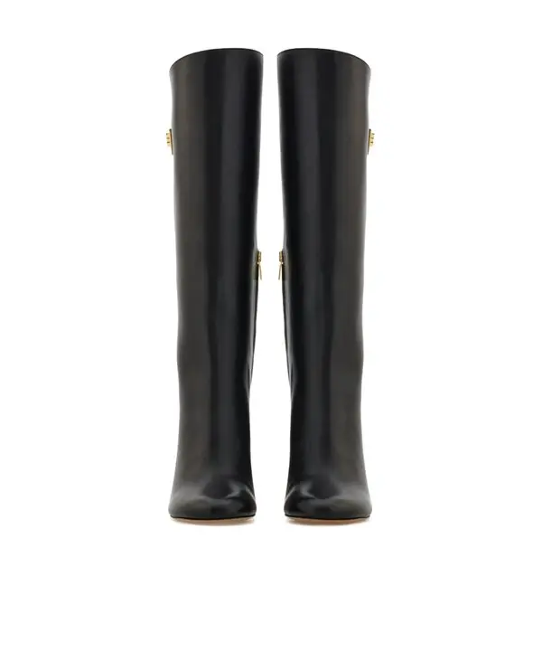 FERRAGAMO Knee High Buckled Boots - Black