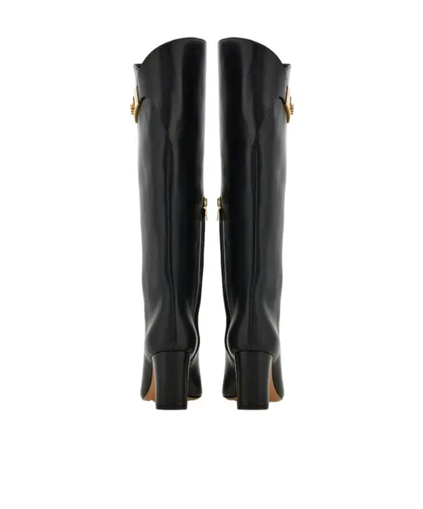FERRAGAMO Knee High Buckled Boots - Black