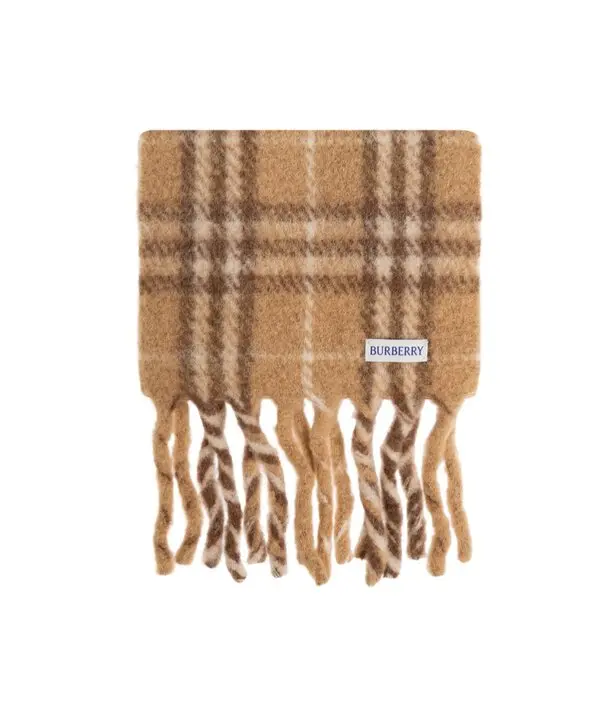 Burberry Narrow Check Fringed Scarf