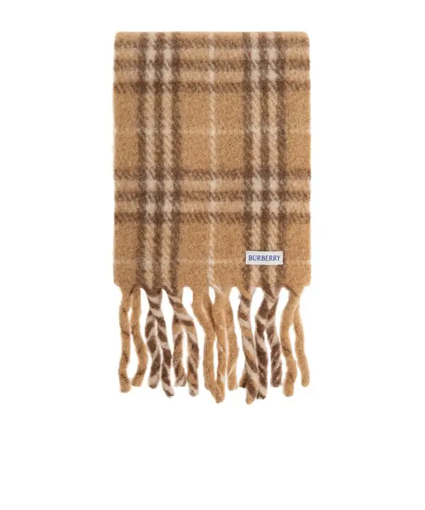 Burberry Narrow Check Fringed Scarf