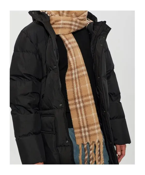 Burberry Narrow Check Fringed Scarf