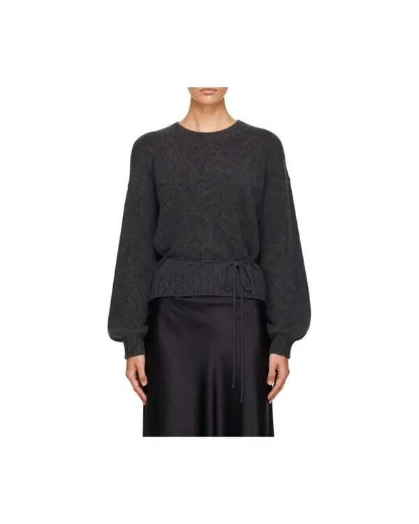 ST. AGNI Crew Neck Knit Sweater With Drawstring Detail - No