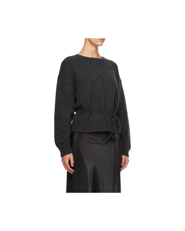 ST. AGNI Crew Neck Knit Sweater With Drawstring Detail - No