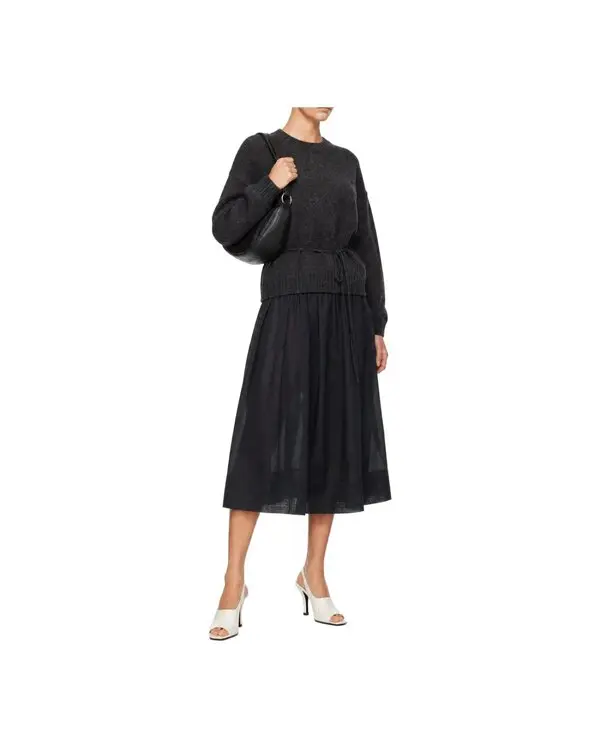 ST. AGNI Crew Neck Knit Sweater With Drawstring Detail - No