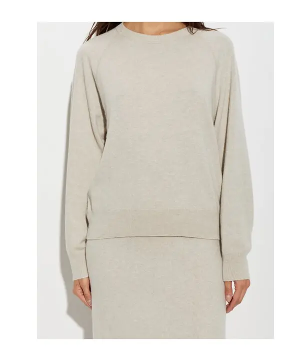 LISA YANG Cambie Knitted Sweater With Back Slit - Cream
