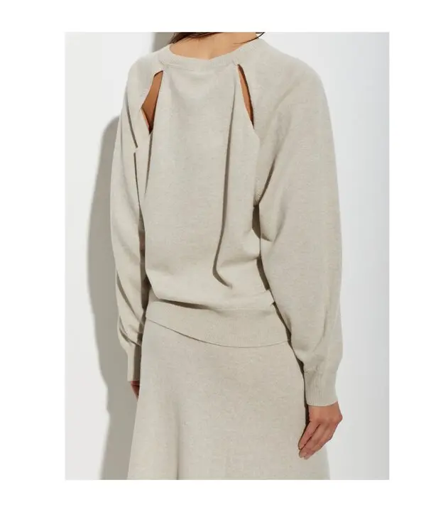 LISA YANG Cambie Knitted Sweater With Back Slit - Cream