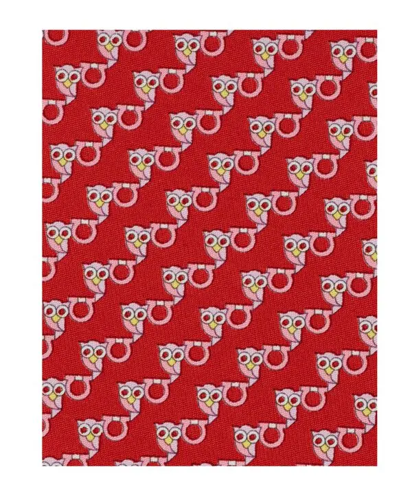 FERRAGAMO Owl Print Silk Tie - Red