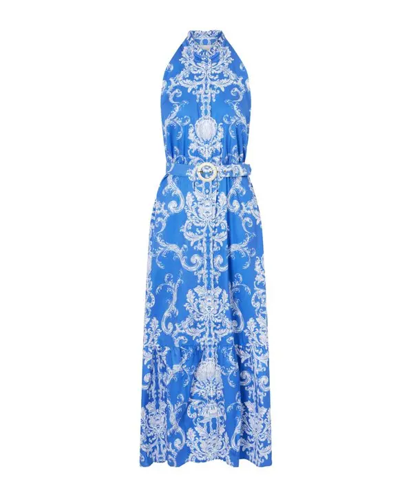 Borgo De Nor Printed Halter Neck Maxi Dress With Belt