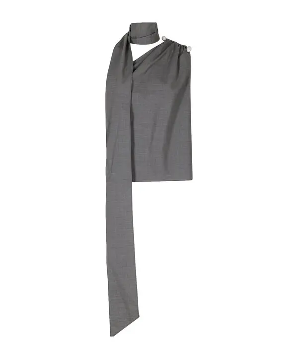 Giuseppe Di Morabito High Neck Sleeveless Top With Ribbon Ties - Dark Gray