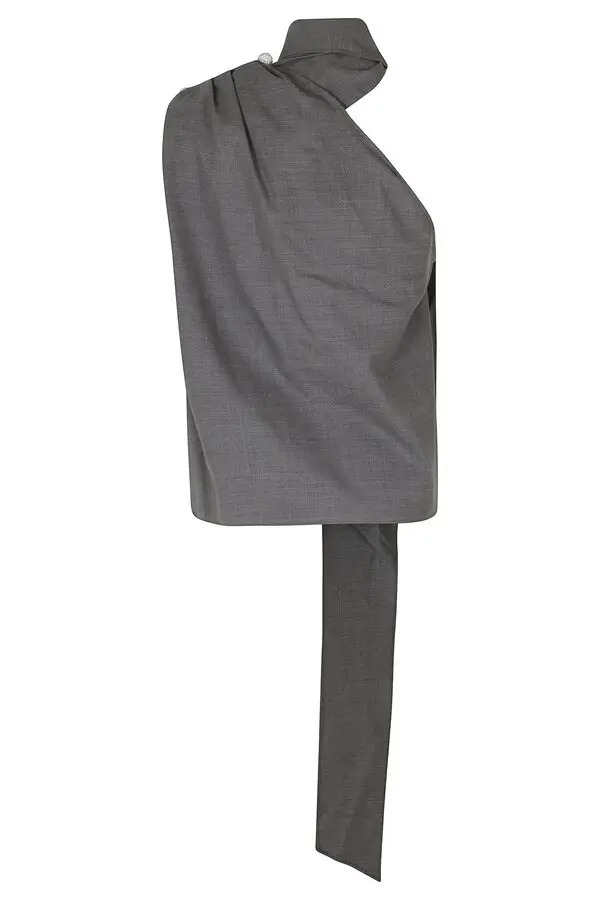 Giuseppe Di Morabito High Neck Sleeveless Top With Ribbon Ties - Dark Gray