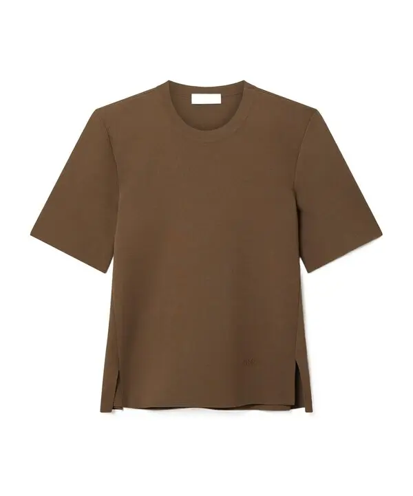 Stella McCartney Smc Embroidered Side-slit T-shirt - Brown