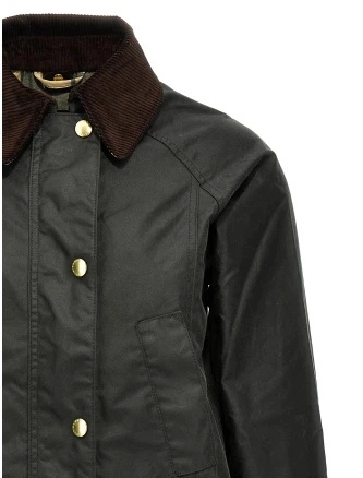 Barbour Modern Beadnell Collared Jacket With Corduroy Collar And Vented Back - Green