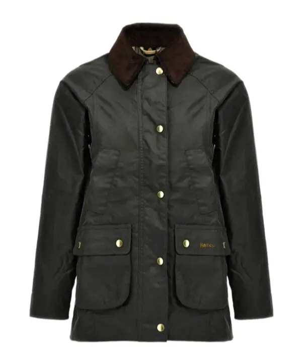 Barbour Modern Beadnell Collared Jacket With Corduroy Collar And Vented Back - Green