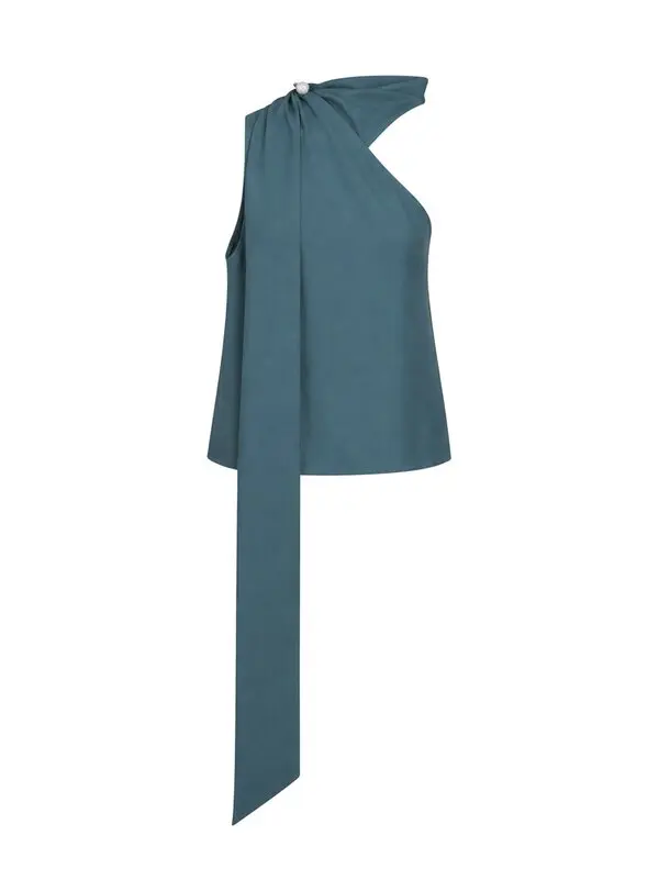 Giuseppe Di Morabito One-shoulder Draped Top With Crystal Embellishment - Green