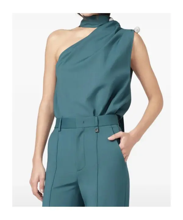 Giuseppe Di Morabito One-shoulder Draped Top With Crystal Embellishment - Green