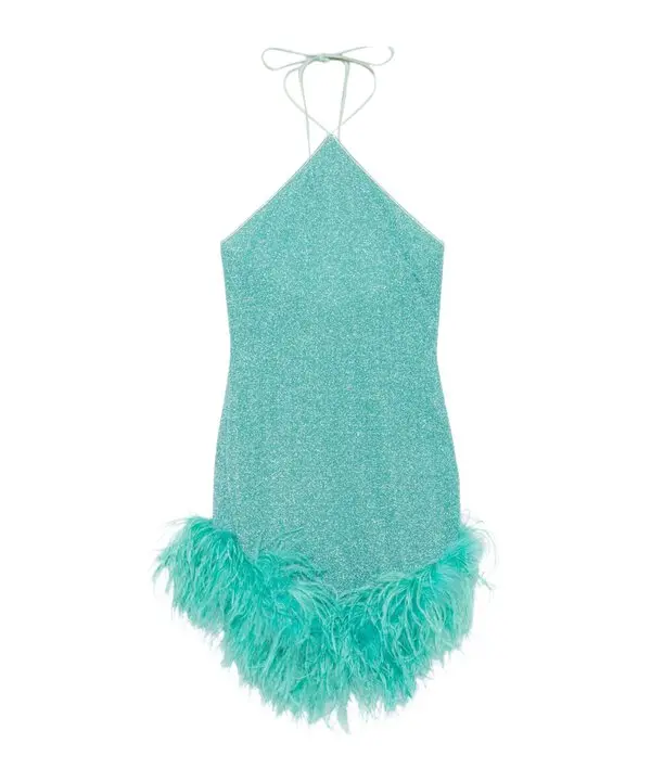 Oseree Lumiere Feather-trim Mini Dress - No